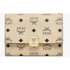 Mcm Aren Trifold Wallet In Visetos - Beige
