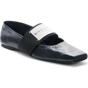 Givenchy Sliced Square Toe Mary Jane Flat - Black