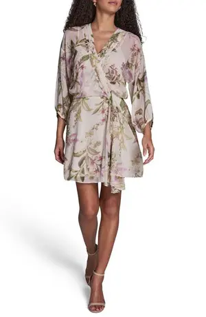 Bcbgmaxazria Floral Faux-wrap Mini Dress