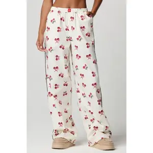 FLORENCE BY MILLS Oversize Pajama Pants - White Cherry