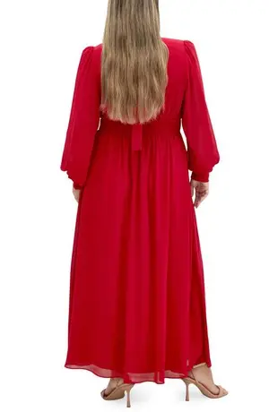 City Chic Long Sleeve Open Back Maxi Dress