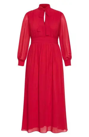 City Chic Long Sleeve Open Back Maxi Dress