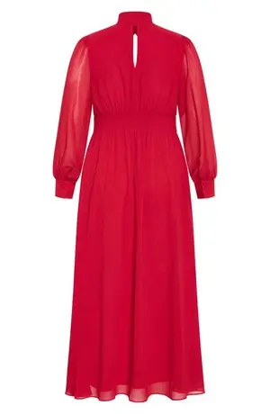 City Chic Long Sleeve Open Back Maxi Dress