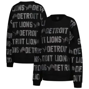 GAMEDAY COUTURE Oversized Rhinestone Text Sweatshirt - Black