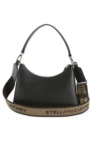 Stella McCartney Faux Leather Shoulder Bag With Studded Logo - Black
