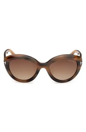 TOM FORD Cat-eye Sunglasses - Beige Havana/brown Lens
