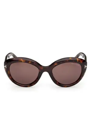 TOM FORD Cat-eye Sunglasses - Dark Havana/chocolate Lens