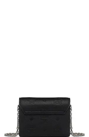Mcm Mini Aren Chain Wallet In Embossed Monogram Leather