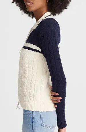 Madewell Colorblock Cable Knit Zip Cardigan