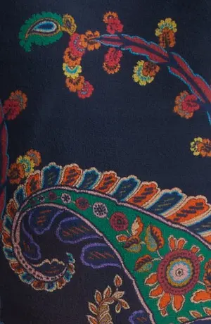 Etro Paisley Print Silk Chiffon Poncho - Printed Blue Base