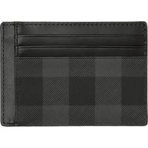 Burberry Check Money Clip Card Case - Charcoal Grey
