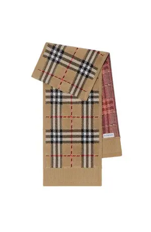 Burberry Check Wool Scarf - Sand Beige