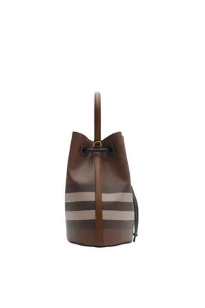 Burberry Small Check Bucket Bag - Dark Birch Brown