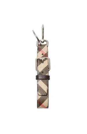 Burberry Check Key Ring - Sand Beige/peat Brown