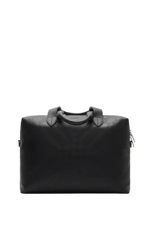 Burberry Embossed Check Briefcase - Black