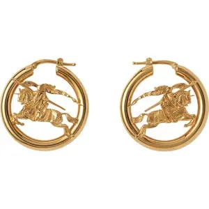 Burberry Equestrian Knight Design Hoop Earrings - Gold