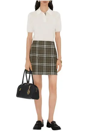 Burberry Check Bonded Wool Trench Mini Skirt