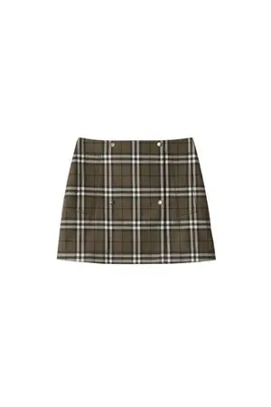 Burberry Check Bonded Wool Trench Mini Skirt