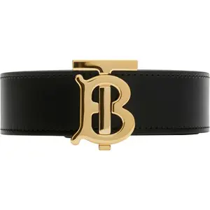 Burberry Reversible Leather Tb Belt - Black/tan/gold