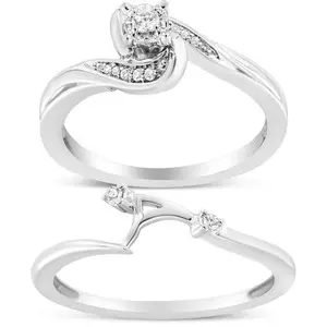 HAUS OF BRILLIANCE Silver 1/ Cttw Diamond Bridal Set Ring And Band - White