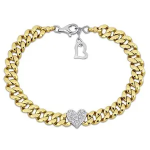JULIANNA B. Diamond Heart Cuban Link Bracelet - 14k Gold
