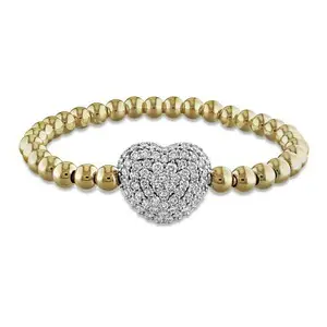 JULIANNA B. 14k Diamond Heart Bangle - 14k Gold