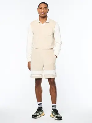 SERGIO TACCHINI Alvar Terry Towel Shorts With Damarindo Stripes - Fog