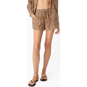 Cami Nyc Cotton & Silk Drawstring Shorts - Leopard
