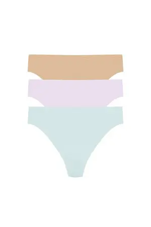 Natori Bliss Bare Cotton Thong 3-pack - Purple