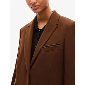 The Kooples Notched-lapel Single-breasted Wool-blend Coat