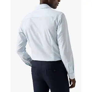 Eton Solid Slim-fit Cotton-twill Shirt - Light Blue