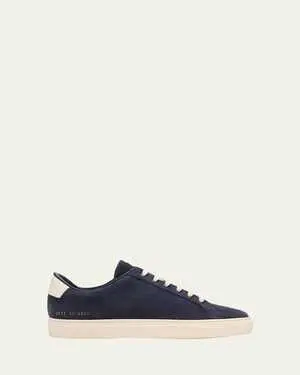 COMMON PROJECTS Retro Oiled Suede Low-Top Sneakers - Navy