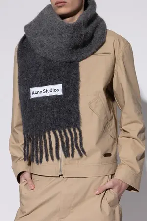 Acne Studios Scarf With Logo - Grey