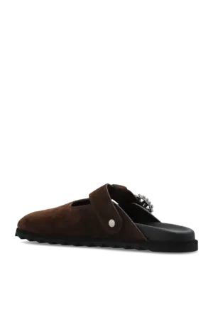 ROGER VIVIER Suede Slides - Brown