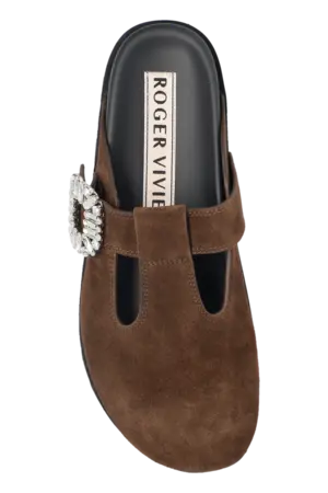 ROGER VIVIER Suede Slides - Brown