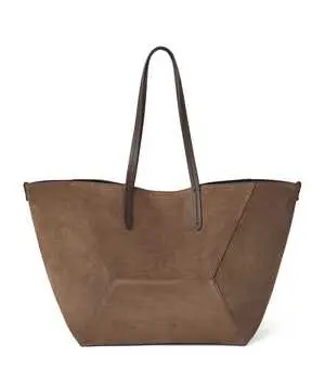 Brunello Cucinelli Medium Suede Duo Tote Bag - Brown