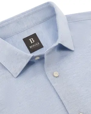 Boggi Milano Regular Fit Jersey Shirt - Light Blue