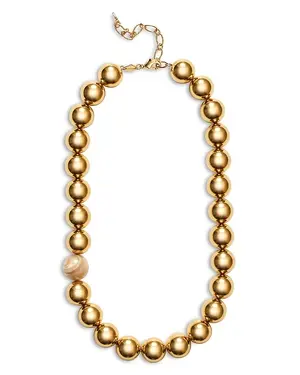 Anni Lu Hi Ho Mother Of Pearl Beaded Necklace - Gold