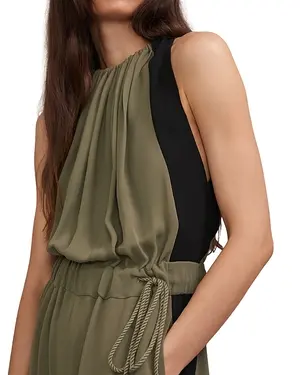 REISS Colorblocked Jumpsuit - Khaki Gree