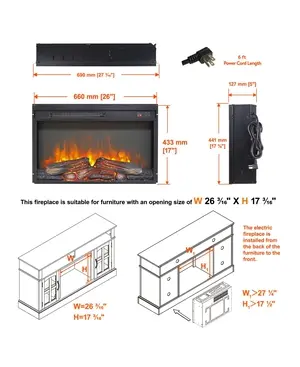 FLYNAMA 26 Inch Electric Fireplace Insert