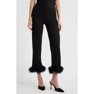 Mango Feather Hem Capri Trousers - Black