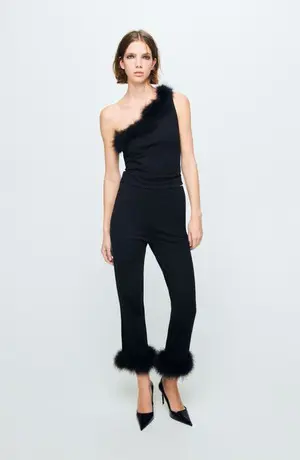 Mango Feather Hem Capri Trousers