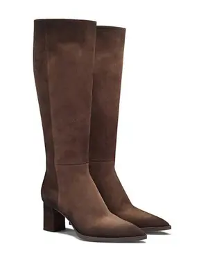 Santoni Suede Mid-heel Boot