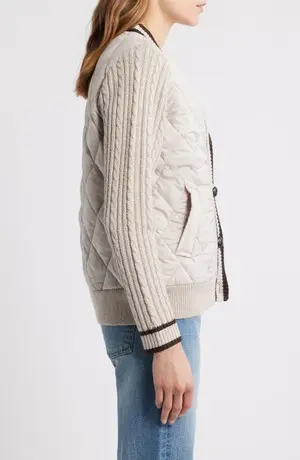 CITY BLUES Quilted Cable Stitch Cardigan
