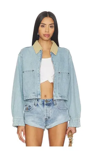 Blanknyc Cropped Denim Jacket - Coffee Run