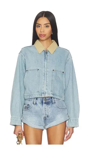 Blanknyc Cropped Denim Jacket - Coffee Run