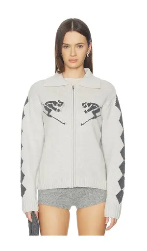 Rails Rhea Zip-up Sweater With Ski Motif