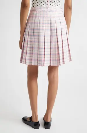 Sandy Liang Plaid Pleated Knee-length Skort