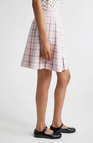 Sandy Liang Plaid Pleated Knee-length Skort