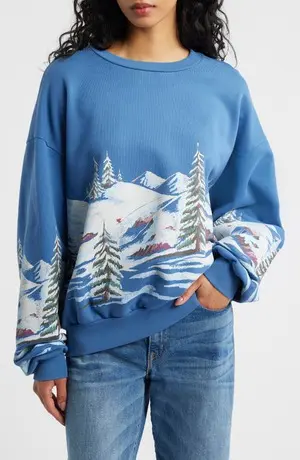 Daydreamer Alpine Scene Graphic Cotton Sweatshirt